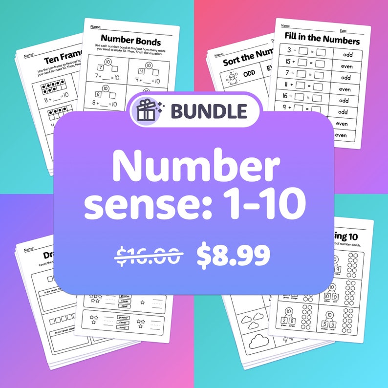 1-10 Number Sense BUNDLE Kindergarten 1st Grade 2nd Grade - Etsy