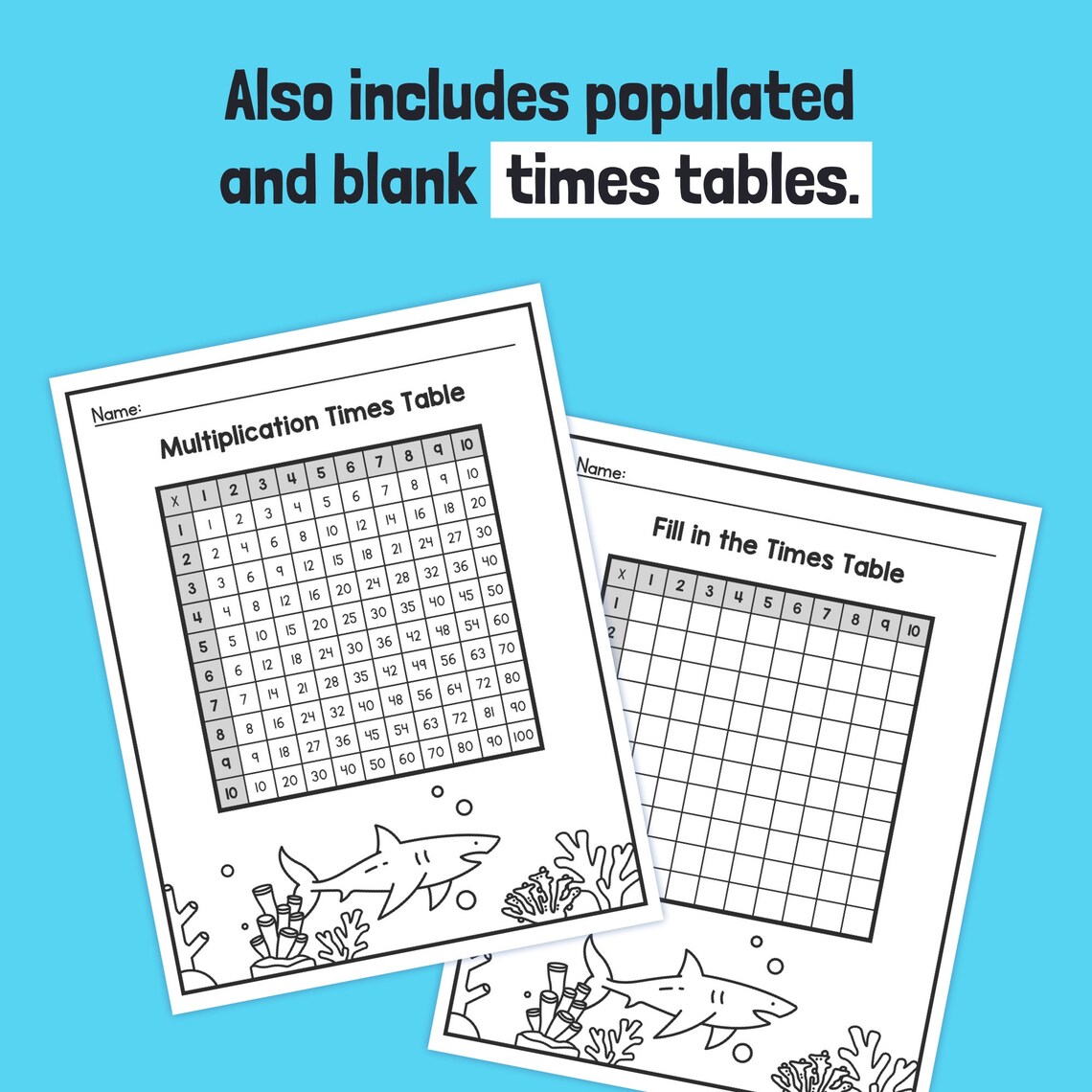 Times Tables Worksheets | 2nd & 3rd Grade 1-10 Multiplication Facts ...