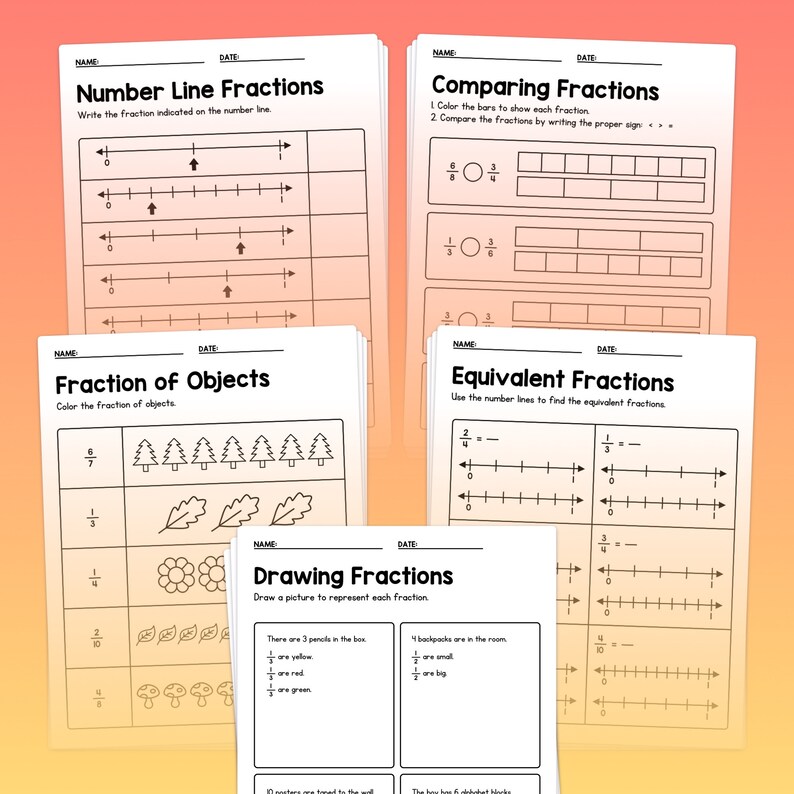 No Prep Fractions Worksheets | 2nd, 3rd, 4th Grade Common Core Math ...