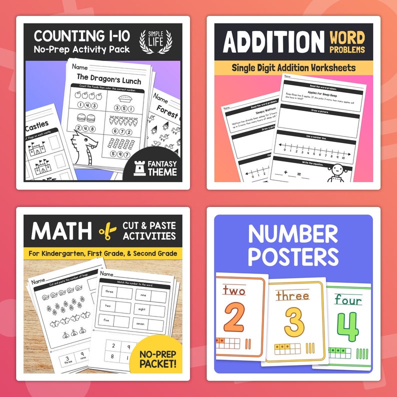 Kindergarten Math Worksheets, Activities & Centers | Bundle: Numbers ...