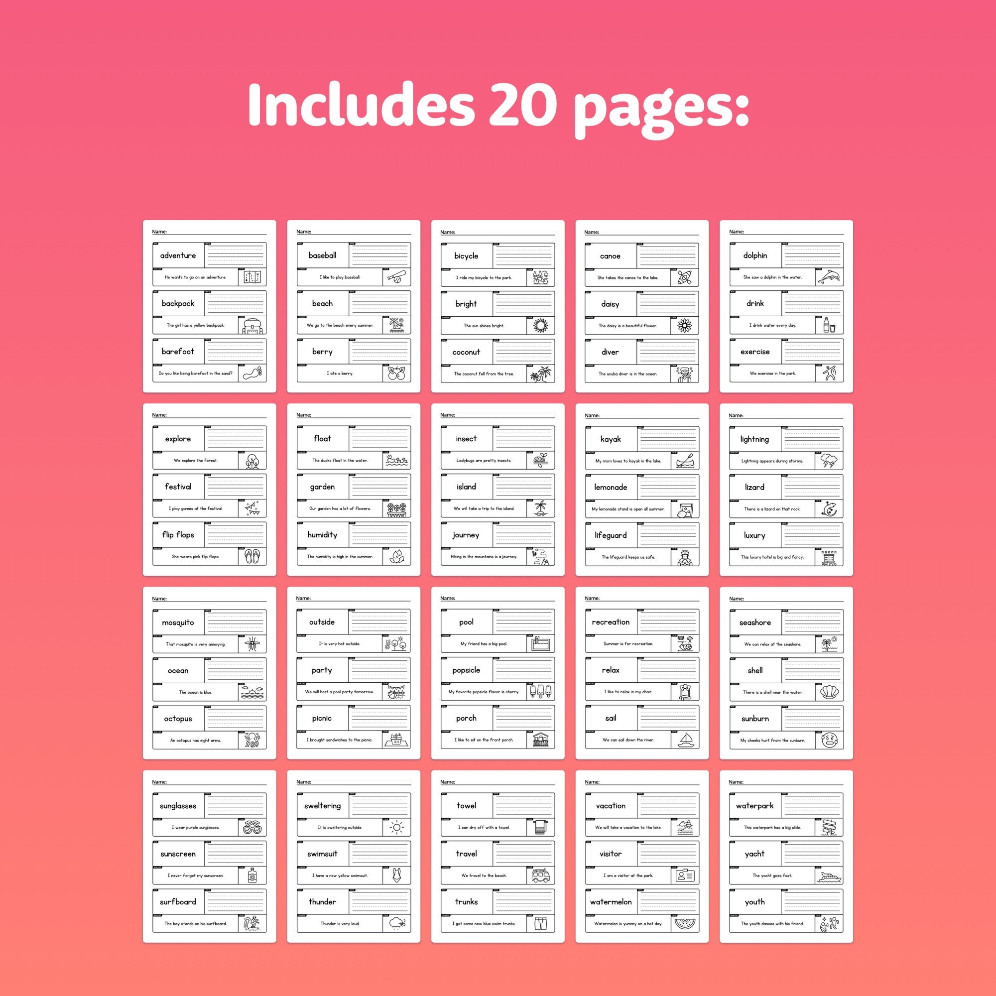 2nd Grade Summer Vocabulary Worksheets | 2nd Grade Vocabulary Activity ...