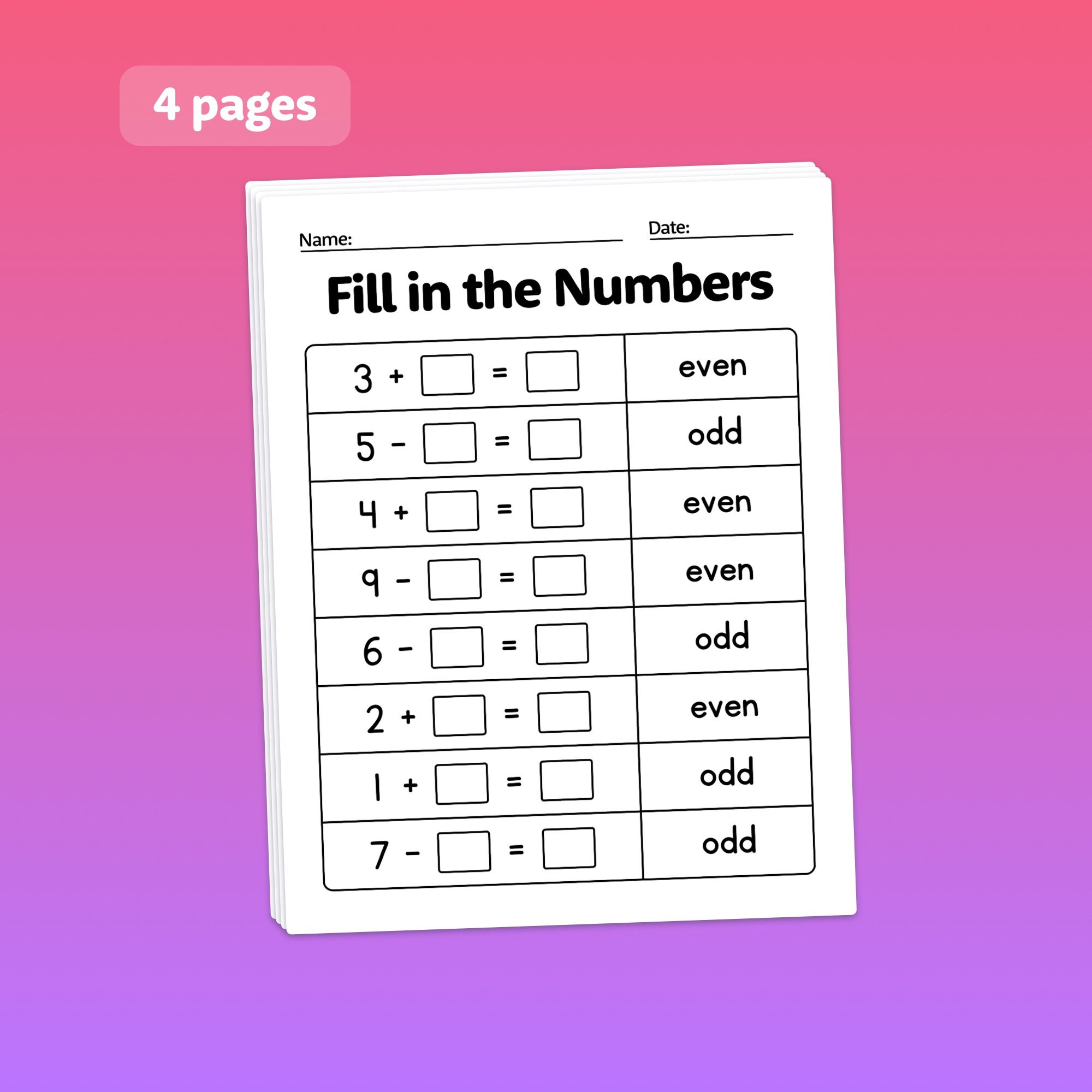 1st & 2nd Grade Even and Odd Numbers Worksheets | 2nd Grade Math ...