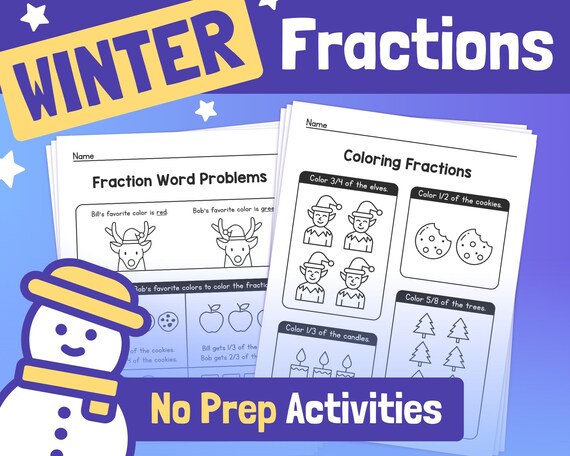 Christmas Math Worksheets Fractions
