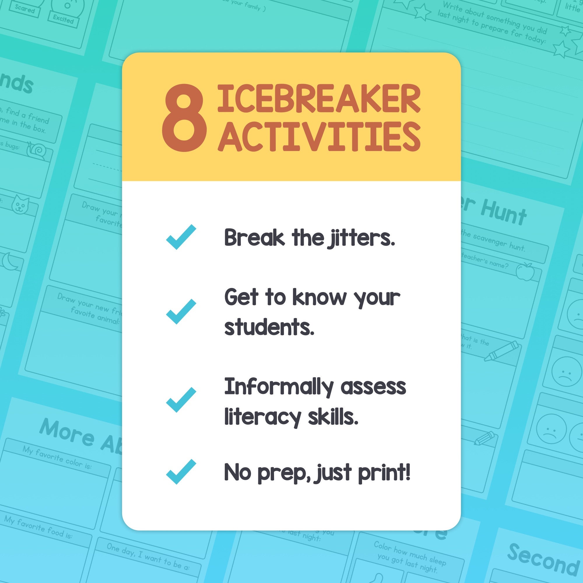 Second Grade Icebreaker Activities – NO PREP First Week of School Ice ...
