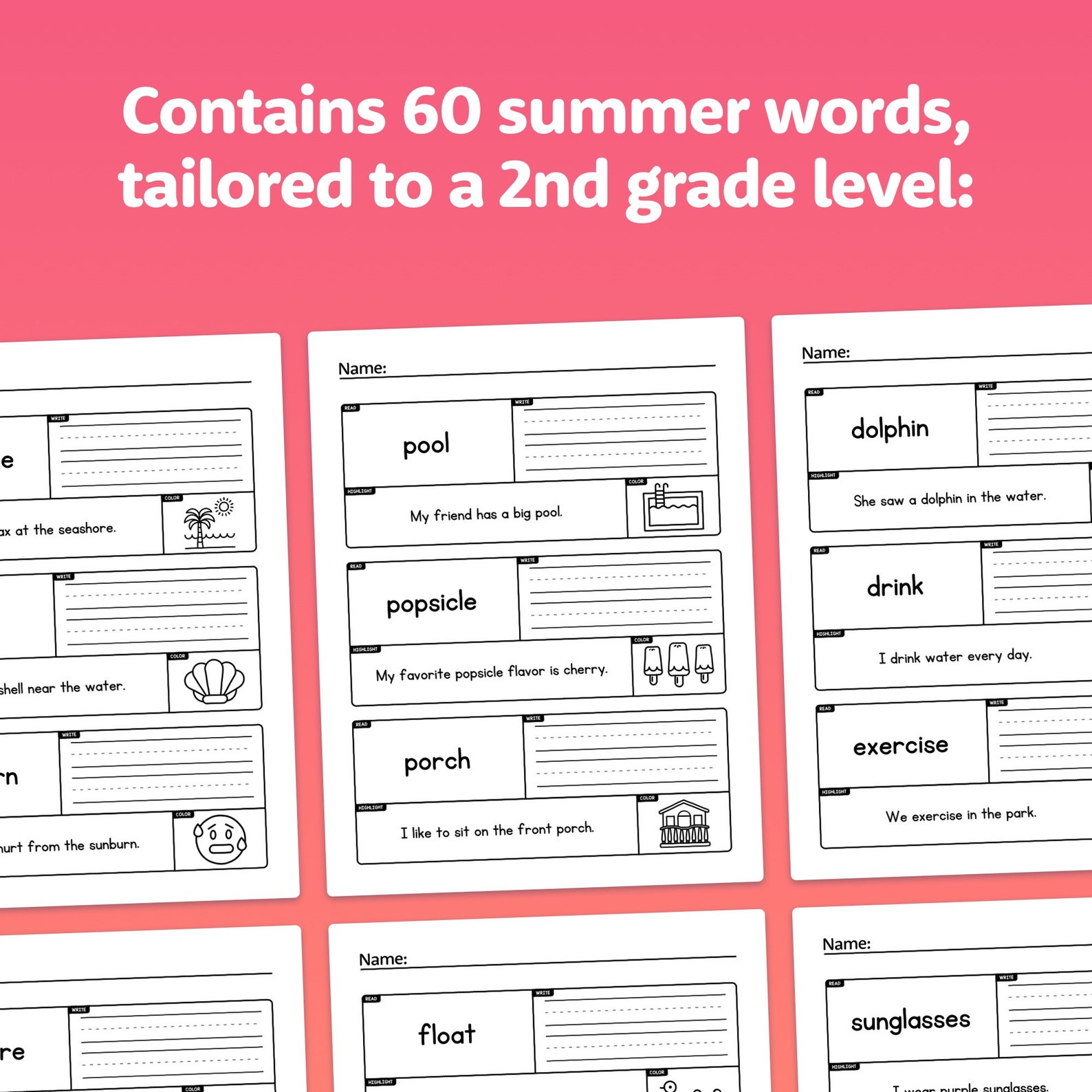 2nd Grade Summer Vocabulary Worksheets | 2nd Grade Vocabulary Activity ...
