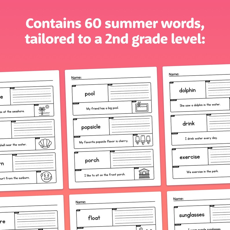 2nd Grade Summer Vocabulary Worksheets | 2nd Grade Vocabulary Activity ...