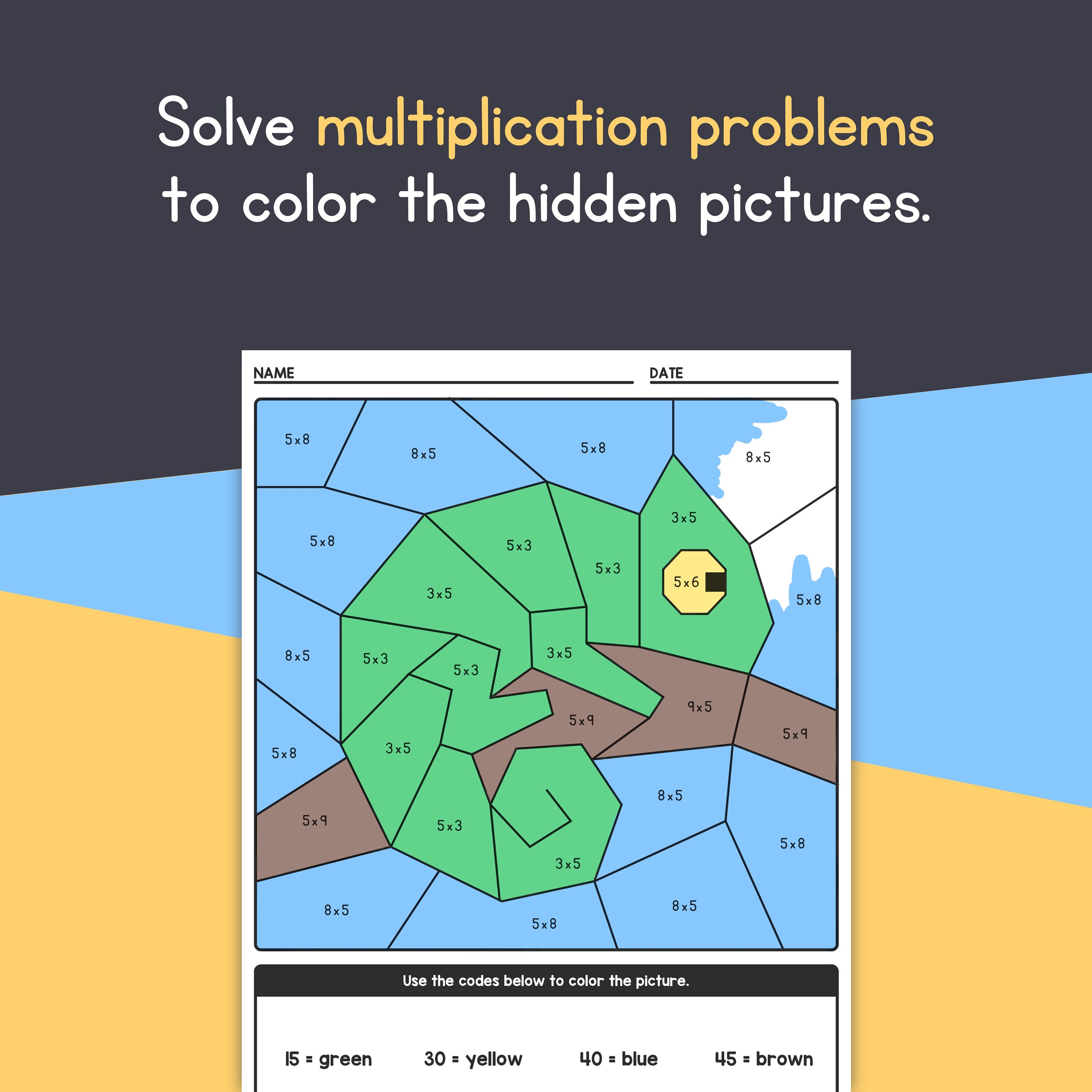 Multiplication Facts Worksheets – 1st, 2nd, 3rd Grade Math Color-by ...