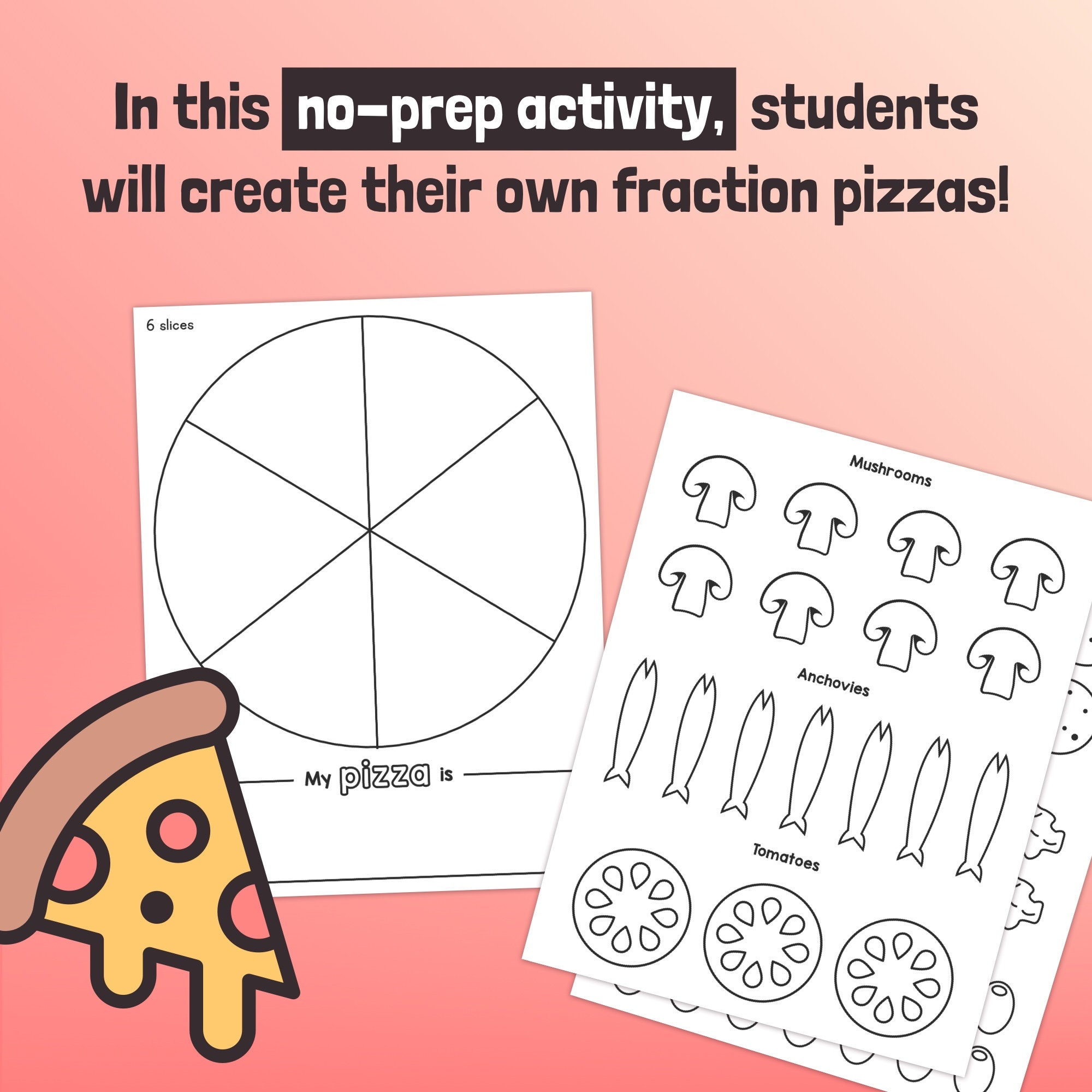 Fraction Pizza Craft | Beginner Fractions Activity, Cut and Paste ...