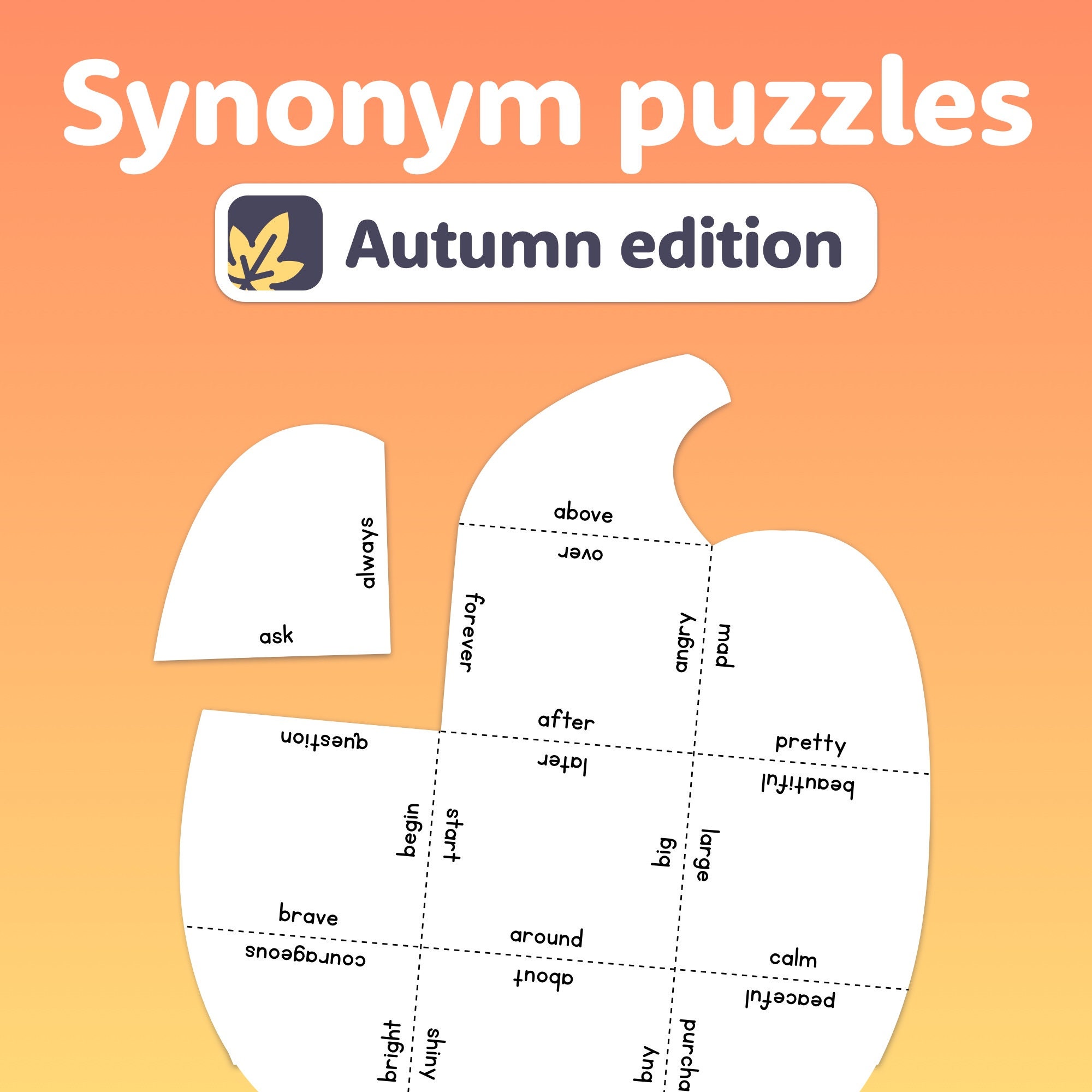 Fall Synonyms Activity | 3rd, 4th, 5th Grade Halloween Synonyms ...
