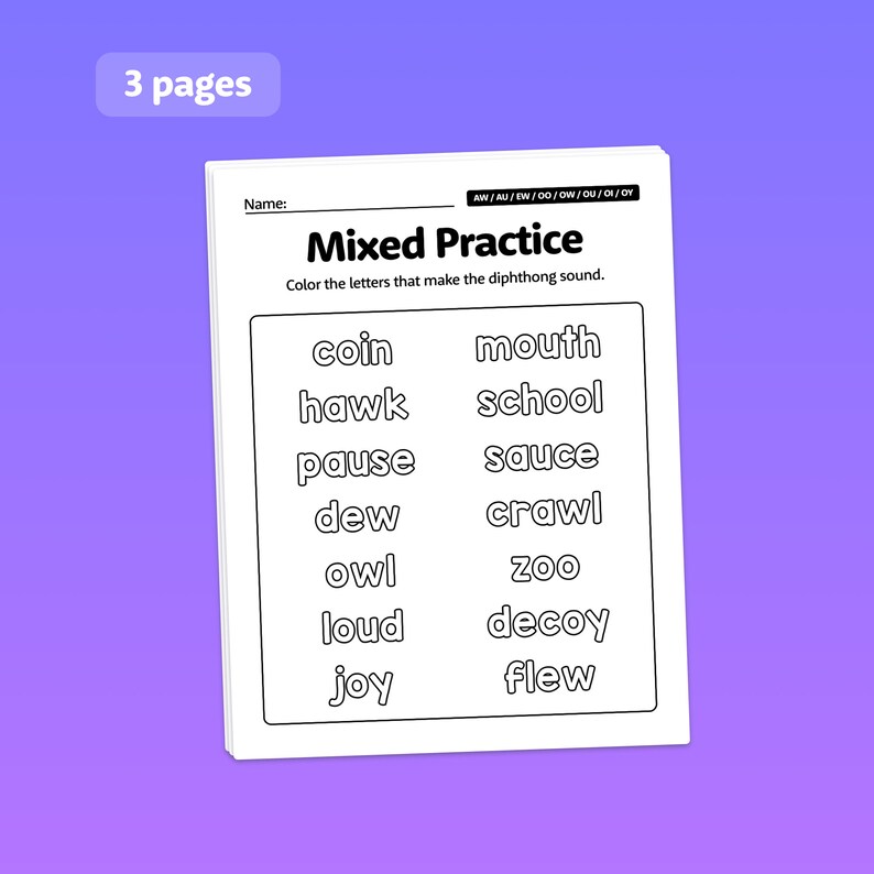 Diphthong Worksheets No Prep 1st & 2nd Grade Diphthongs Activities ...