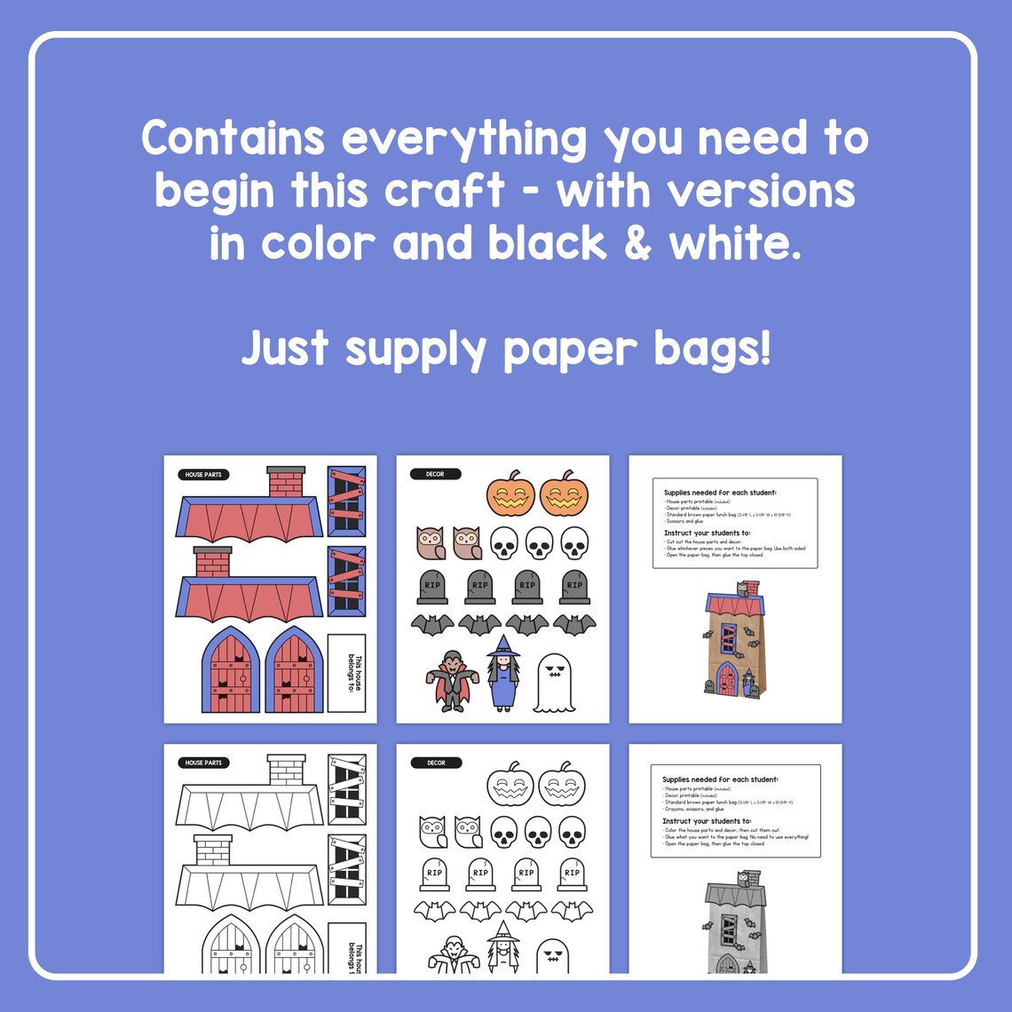 Spooky House Craft | Kindergarten, 1st, 2nd, 3rd Grade Low-prep ...