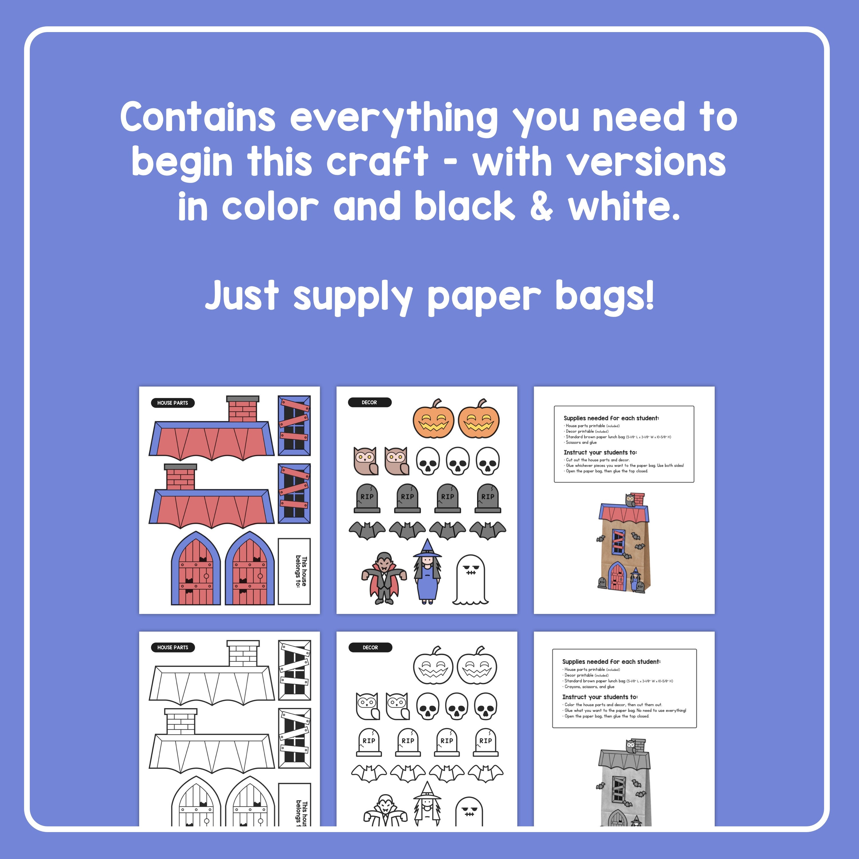 Spooky House Craft | Kindergarten, 1st, 2nd, 3rd Grade Low-prep ...