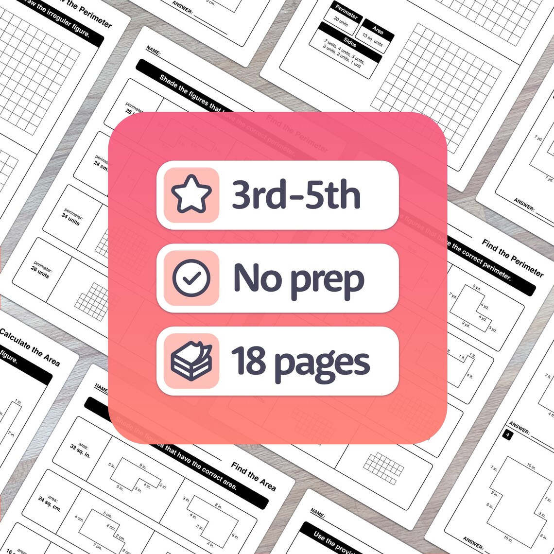 No Prep Area and Perimeter of Irregular Figures | 4th & 3rd Grade Area ...