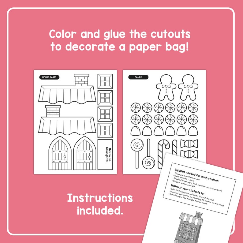 Gingerbread House Craft / Low-prep Art Center Activity / Kindergarten ...