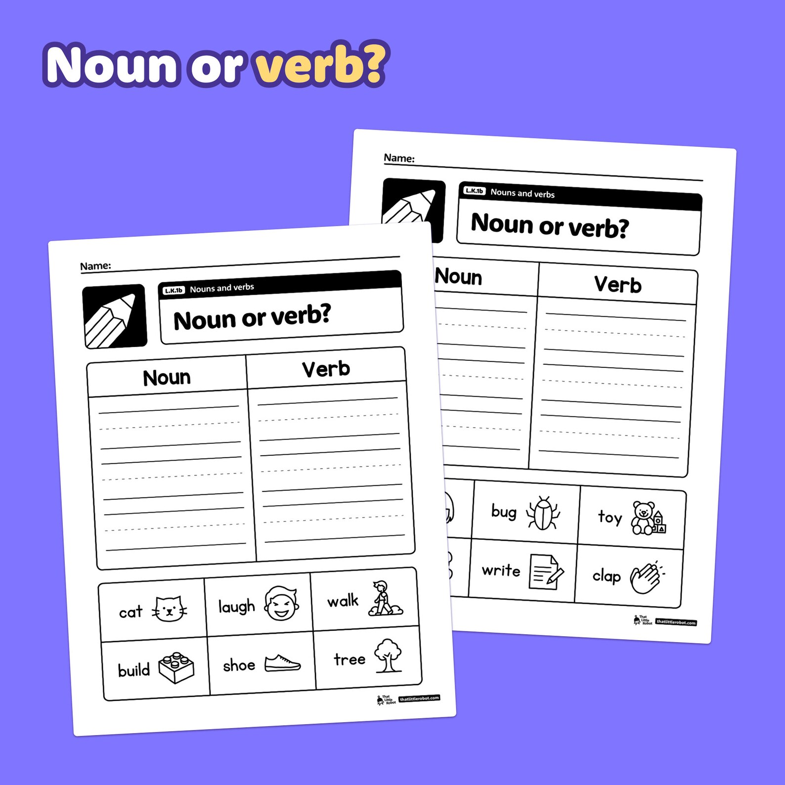 Nouns & Verbs Worksheets and Activities | Kindergarten ELA Language ...