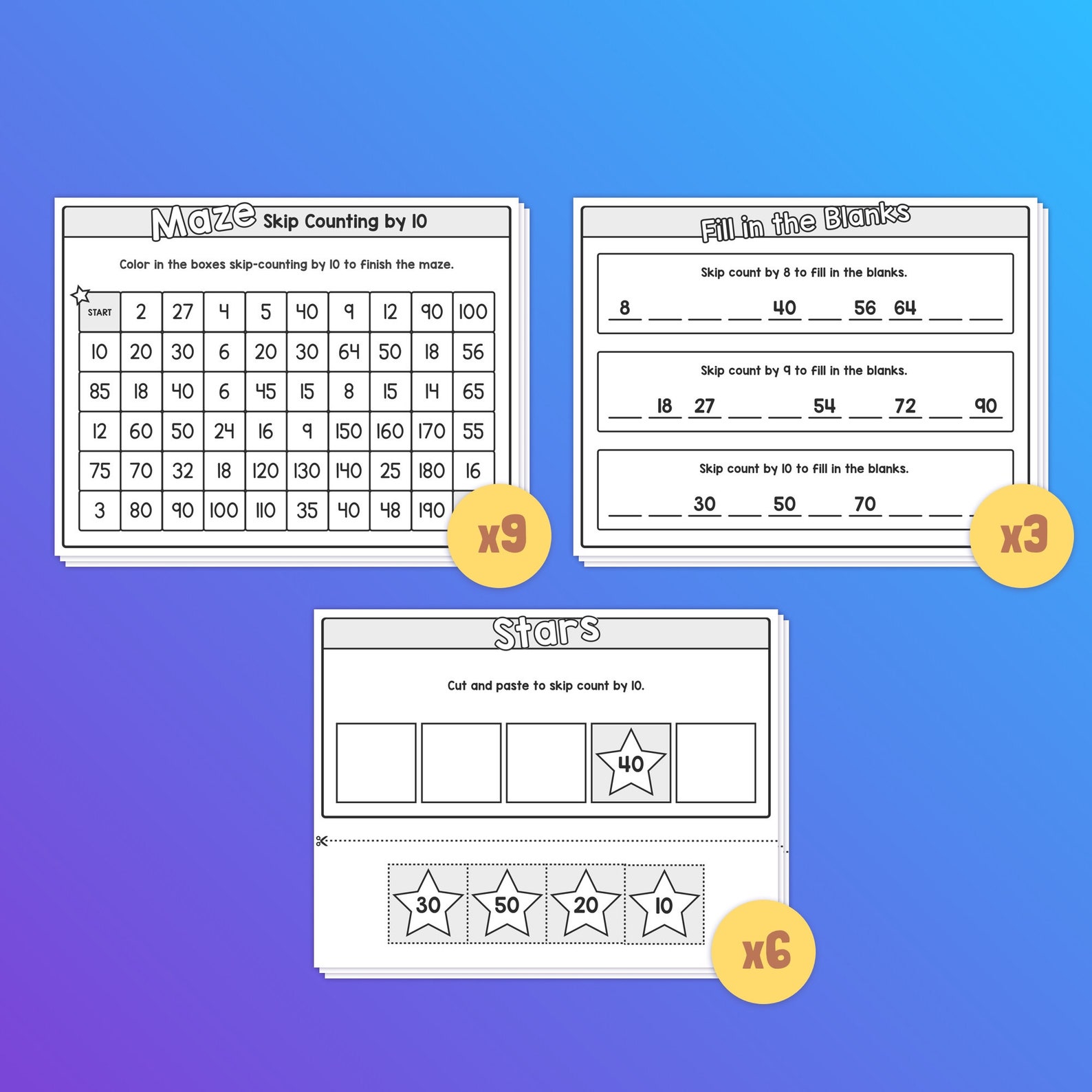 Skip Counting by 2-10 | Kindergarten, 1st, 2nd Grade Skip Counting ...