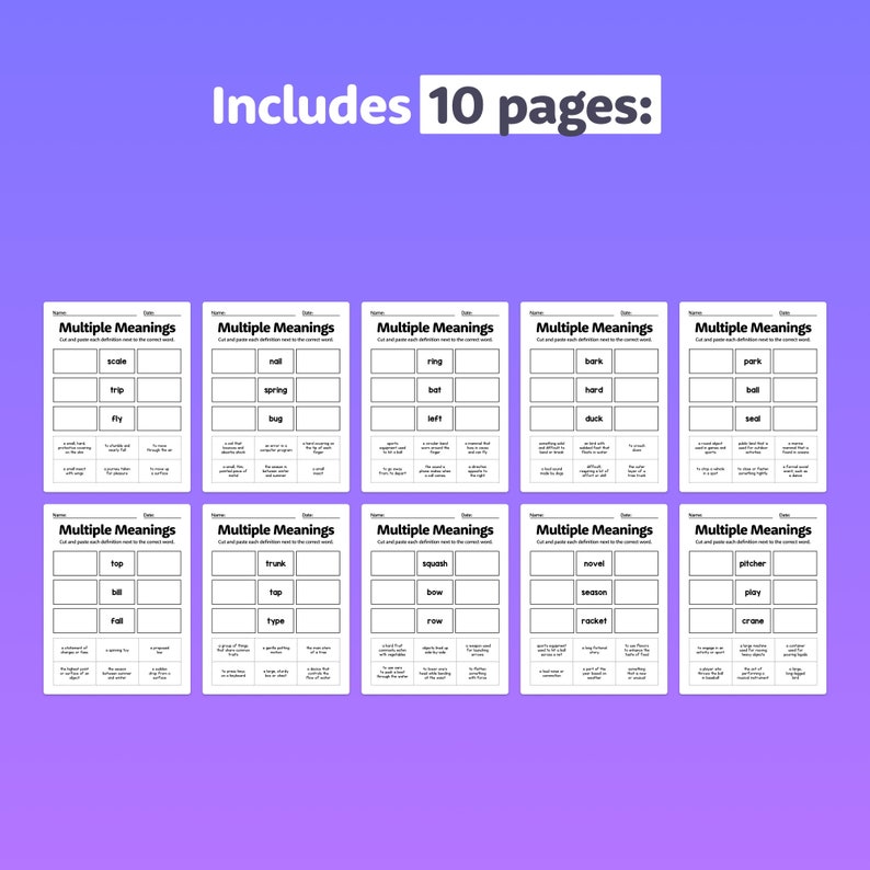 Multiple Meaning Words Worksheets | 1st, 2nd & 3rd Grade Homonyms ...