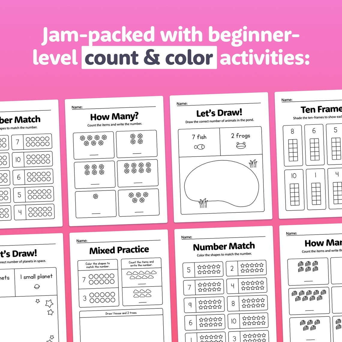 Counting Sets to 10 | Kindergarten Counting & Cardinality Worksheets ...