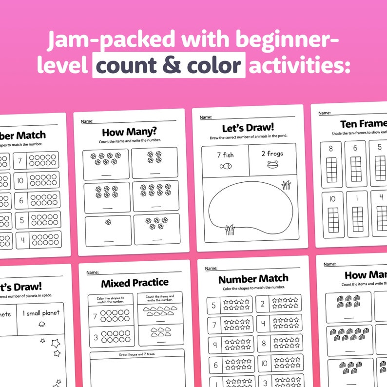 Counting Sets to 10 | Kindergarten Counting & Cardinality Worksheets ...