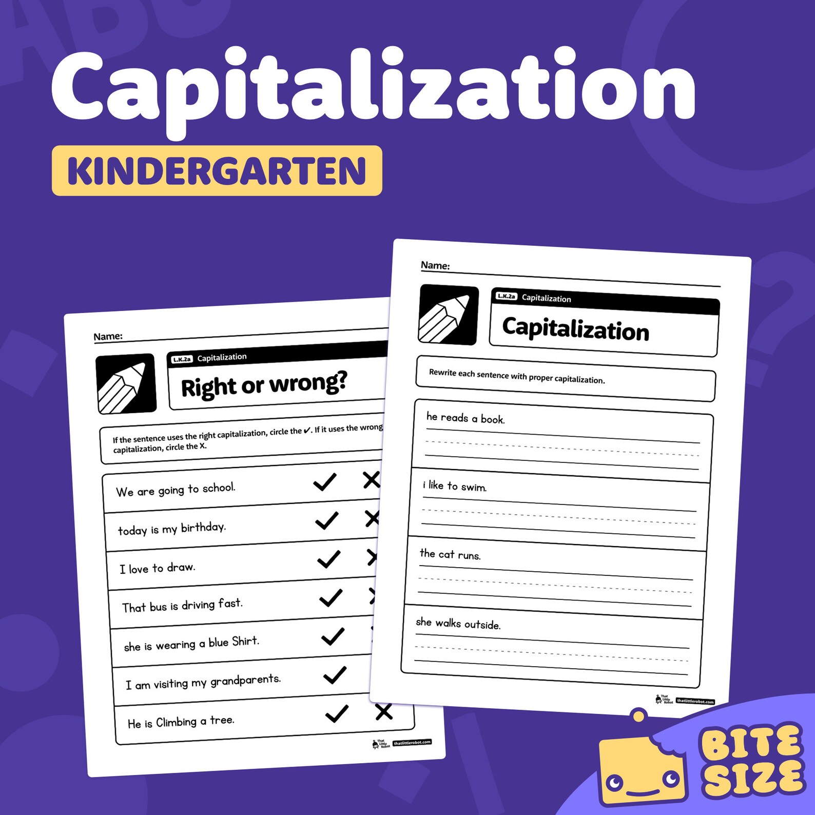 Capitalization Worksheets, Centers, & Activities | Kindergarten ELA ...