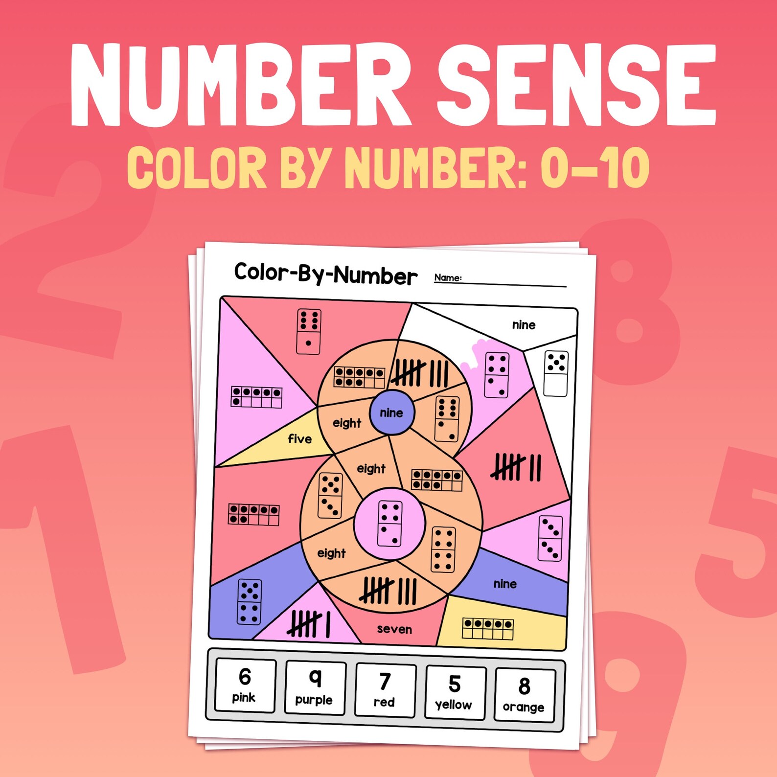 0-10 Number Sense Worksheets | Pre-k, Kindergarten, 1st Grade Color by ...