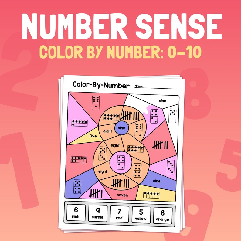 0-10 Number Sense Worksheets | Pre-k, Kindergarten, 1st Grade Color by ...