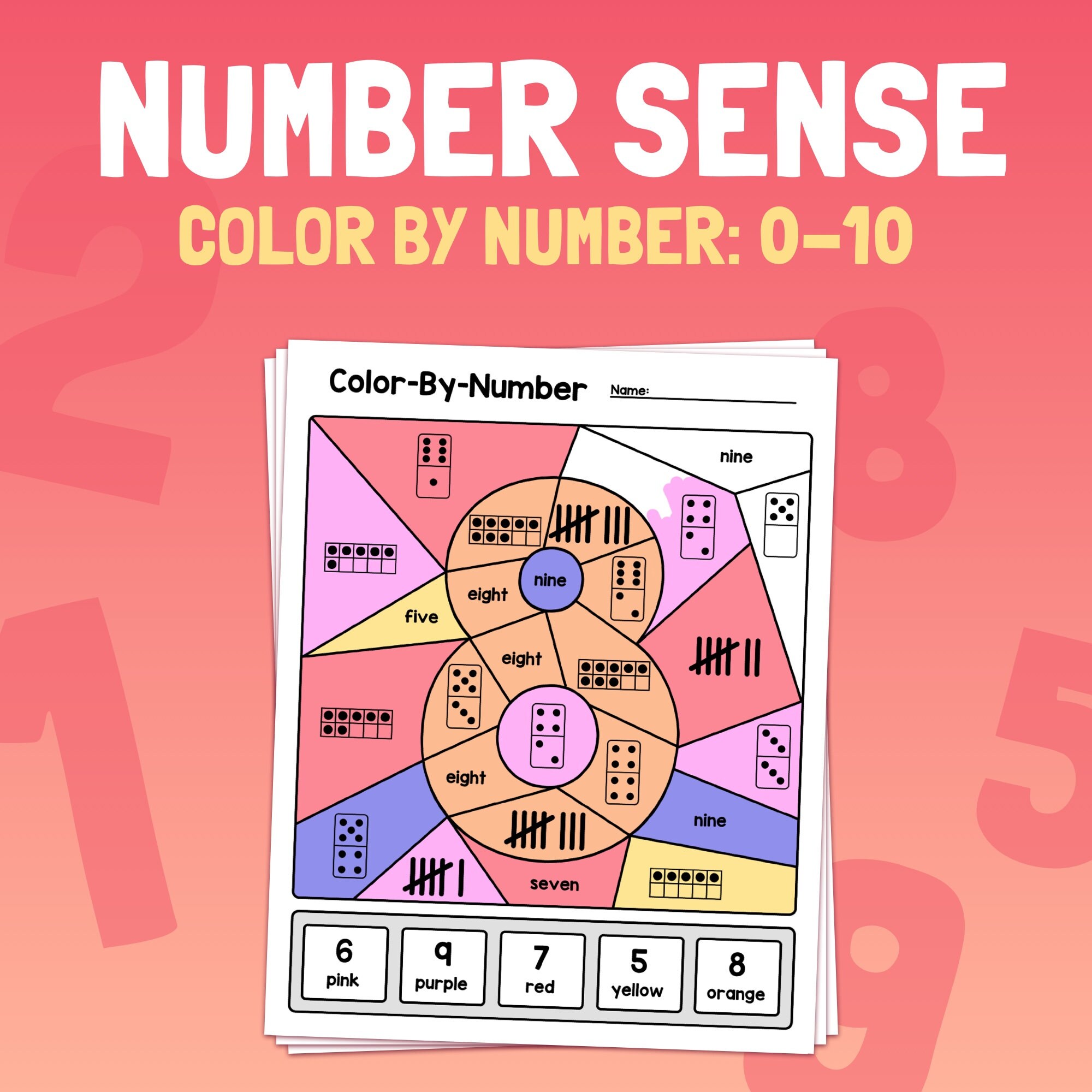 0-10 Number Sense Worksheets | Pre-k, Kindergarten, 1st Grade Color by ...