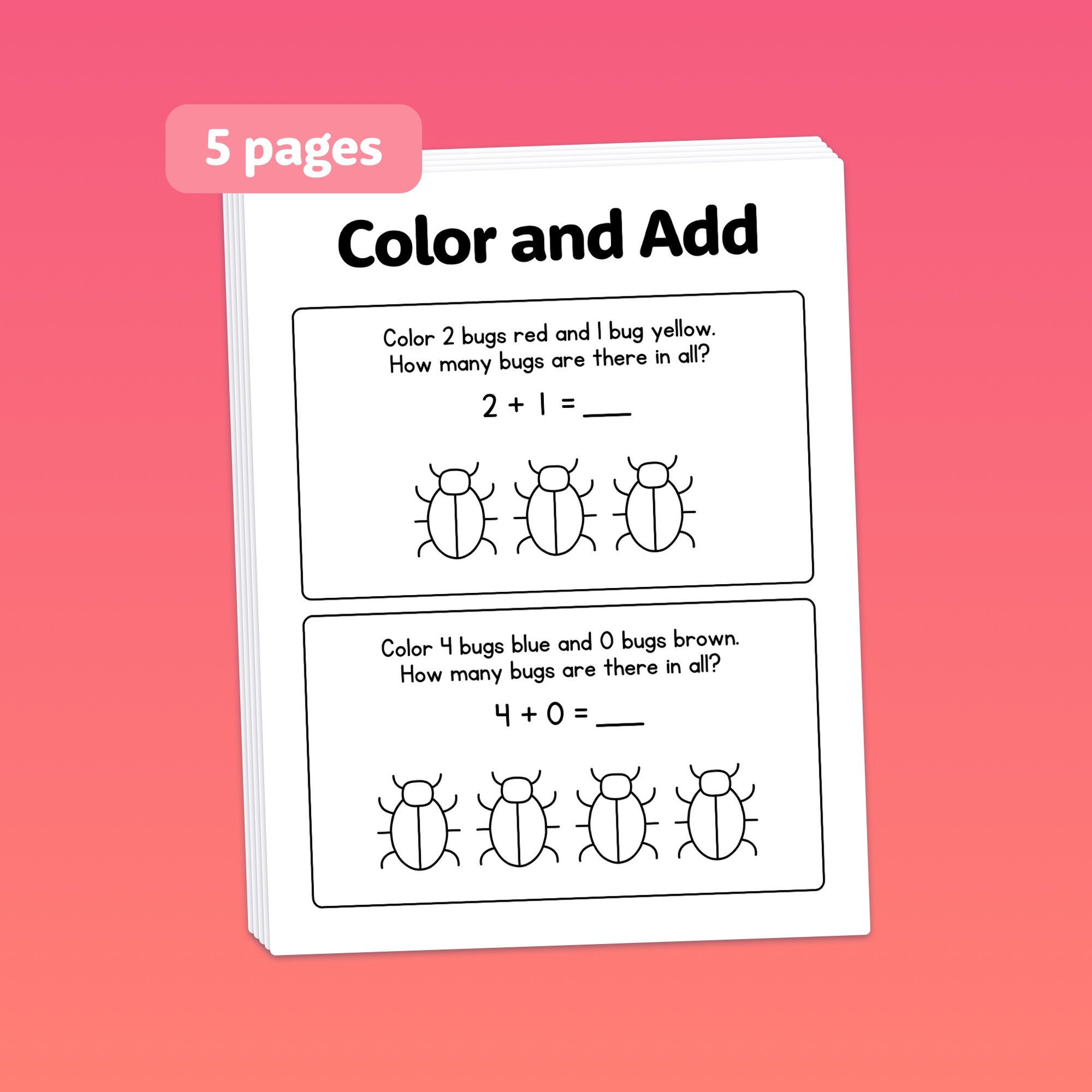 Addition Within 5 Worksheets Kindergarten Addition Worksheets, Pre-k ...
