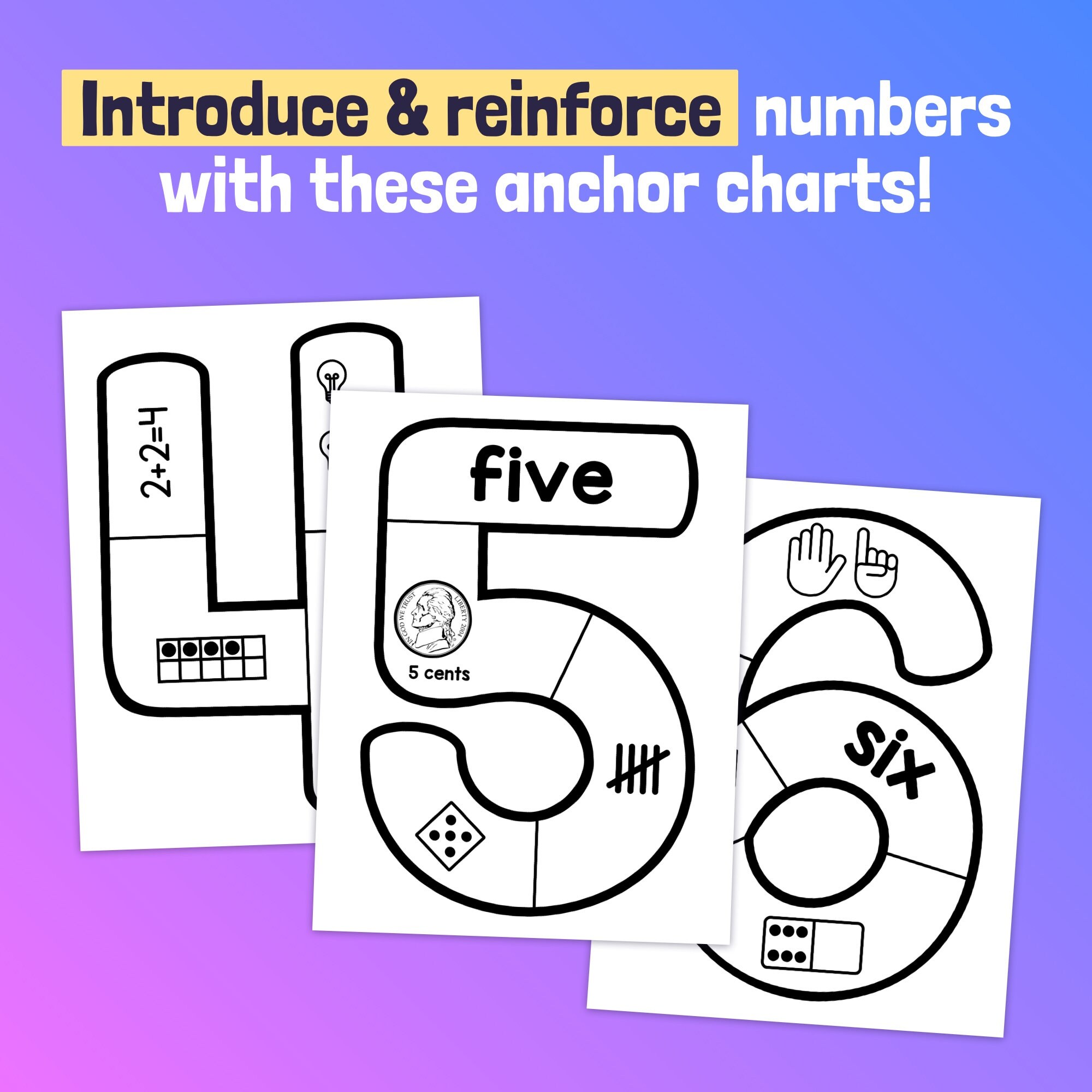 0-20 Number Anchor Charts | Pre-k, Kindergarten, 1st Grade Number Sense ...