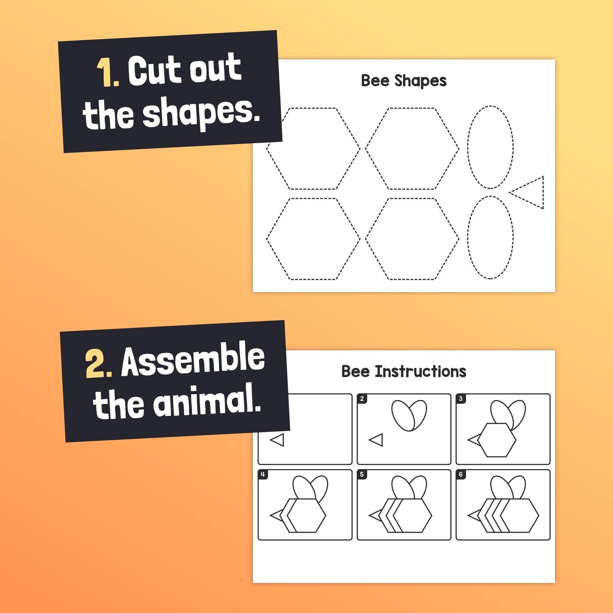 No Prep 2D Shapes Activity Creating Animals 2D Shapes - Etsy