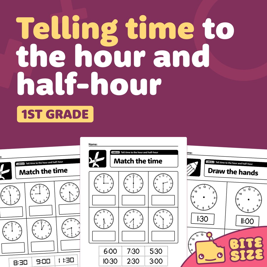 Telling Time to the Hour and Half-hour Worksheets | 1st Grade Math ...