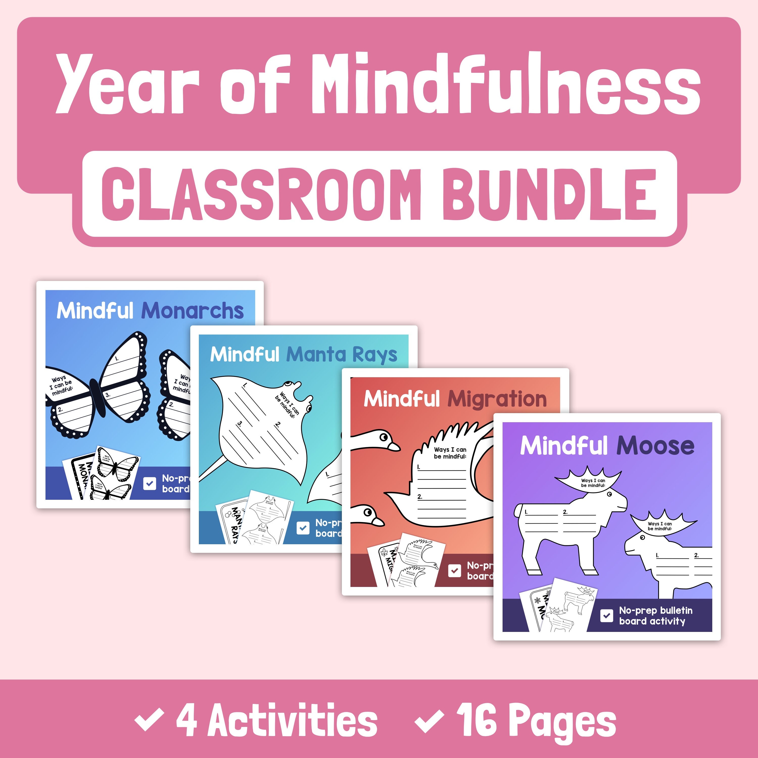 Year of Mindfulness Classroom Bundle | 1st, 2nd, 3rd, 4th Grade Growth ...