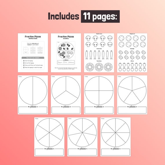 Pizza Fractions Worksheets Grade 1