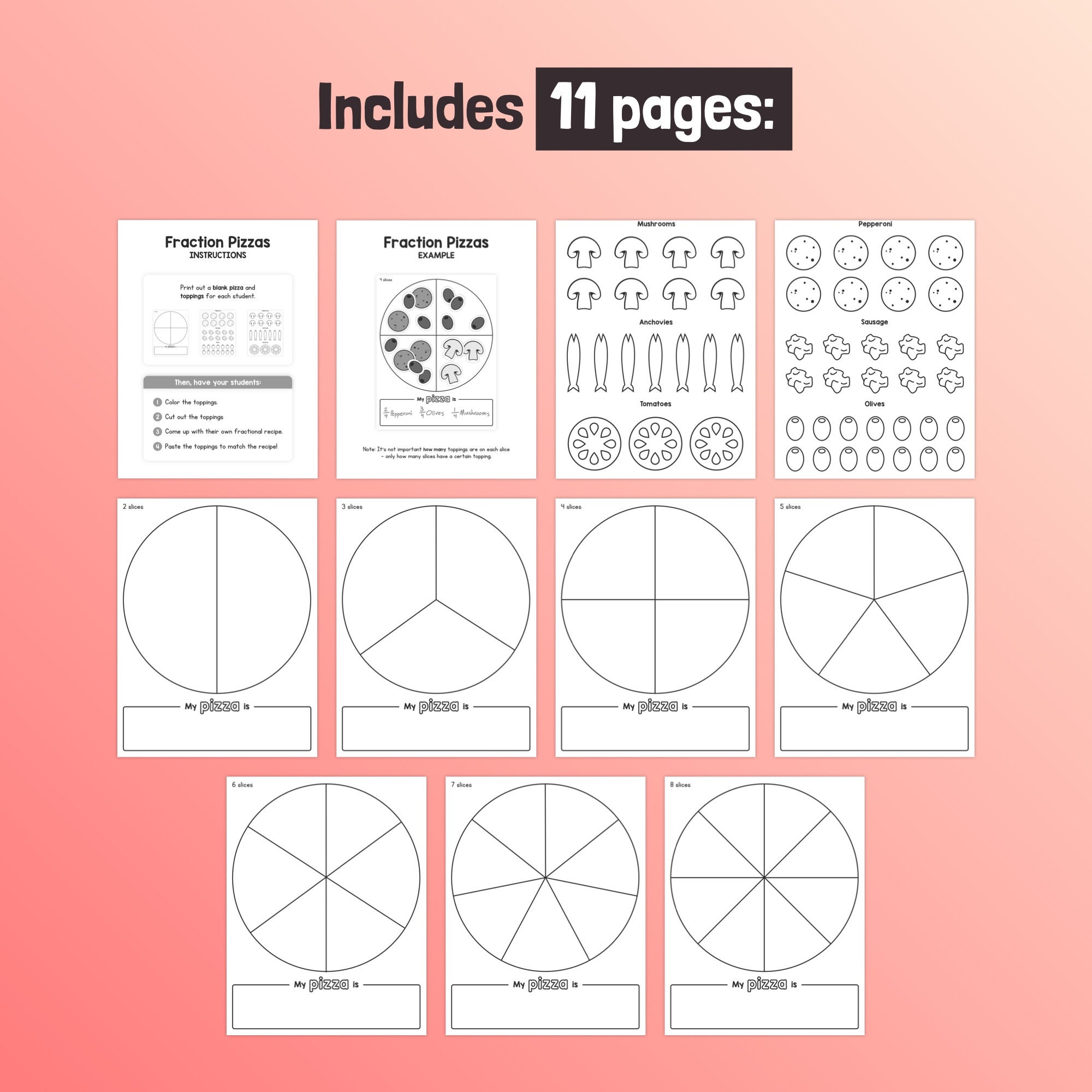 Fraction Pizza Craft | Beginner Fractions Activity, Cut and Paste ...