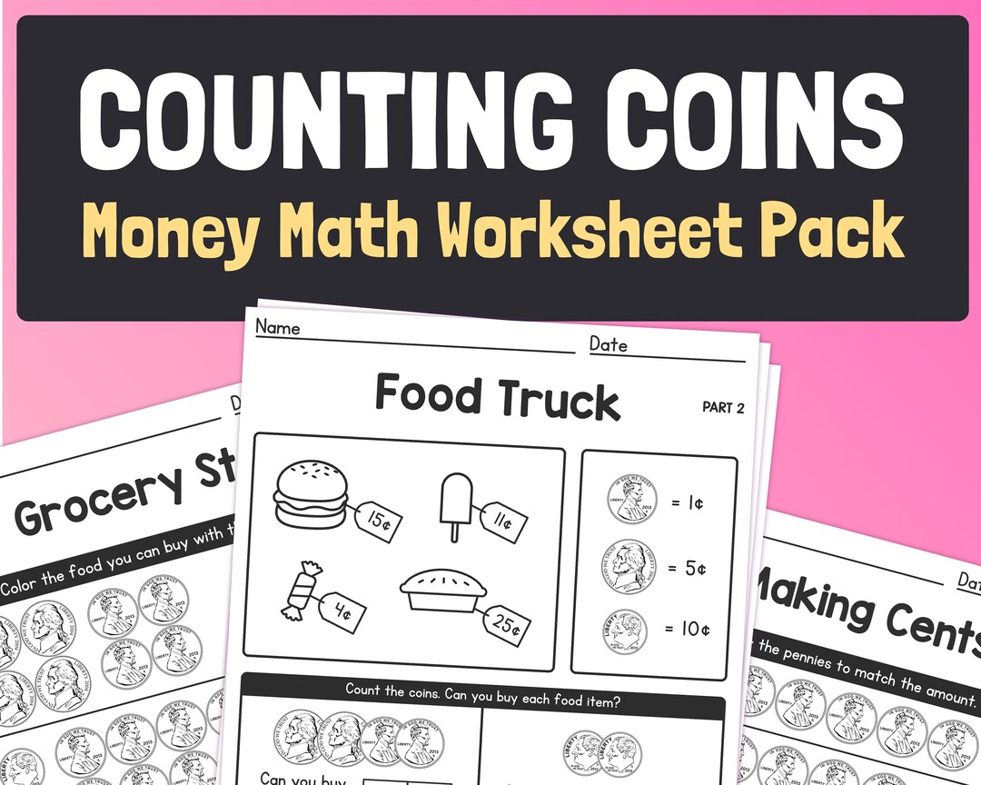 Counting Coins Worksheets Money Math Activities - Etsy