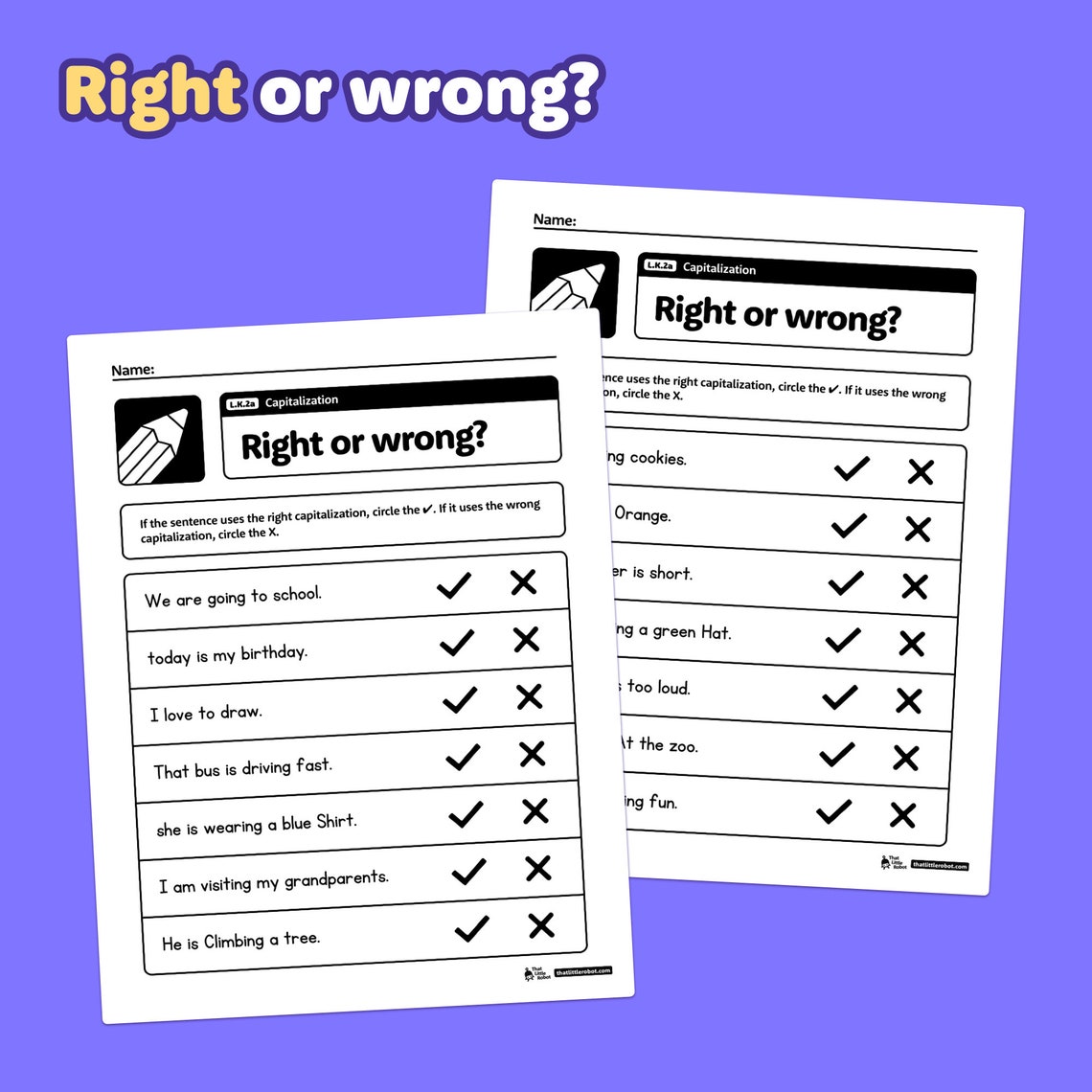 Capitalization Worksheets, Centers, & Activities | Kindergarten ELA ...