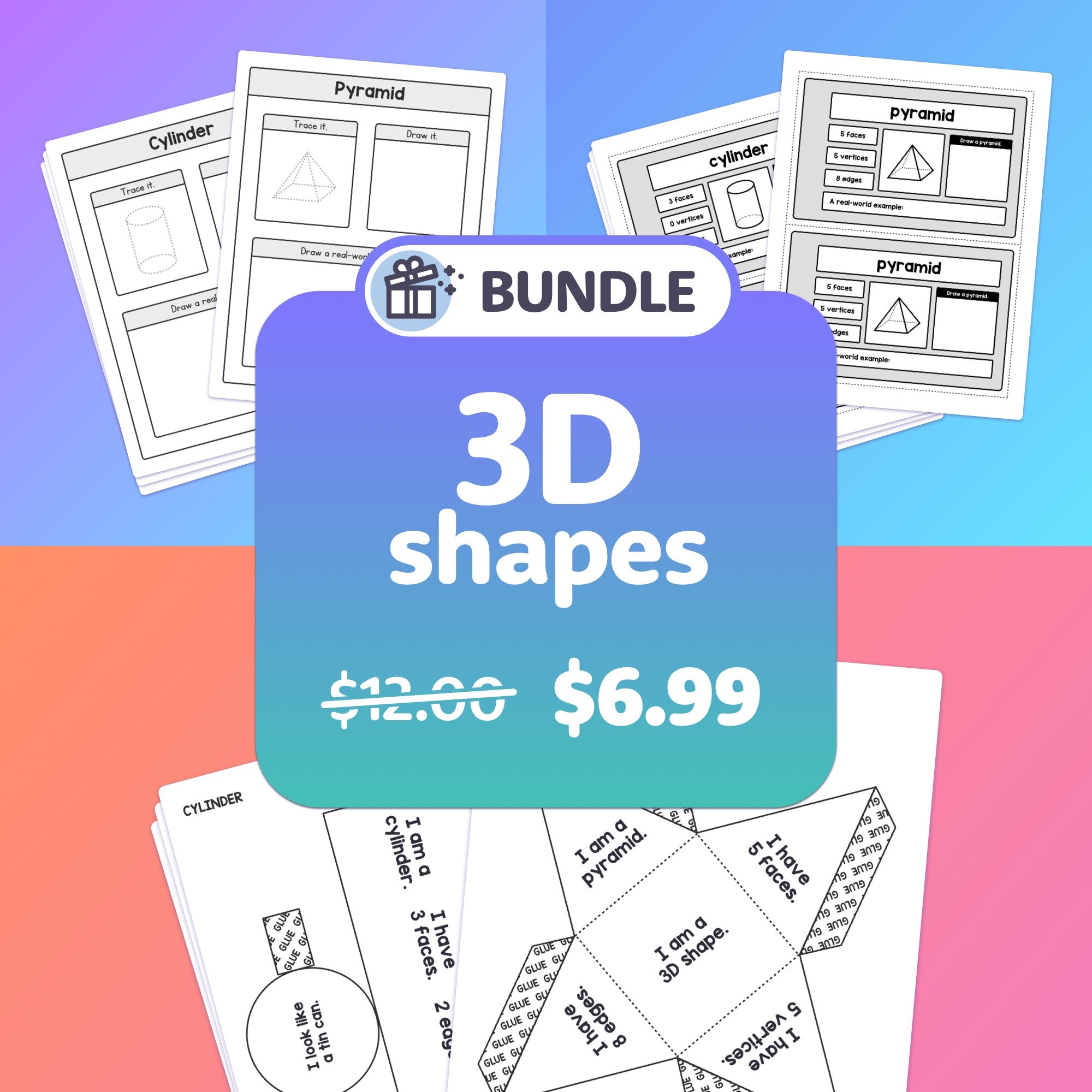 No Prep 3D Shapes Bundle | 4th Grade, 3rd Grade 3D Shapes, 2nd Grade 3D ...