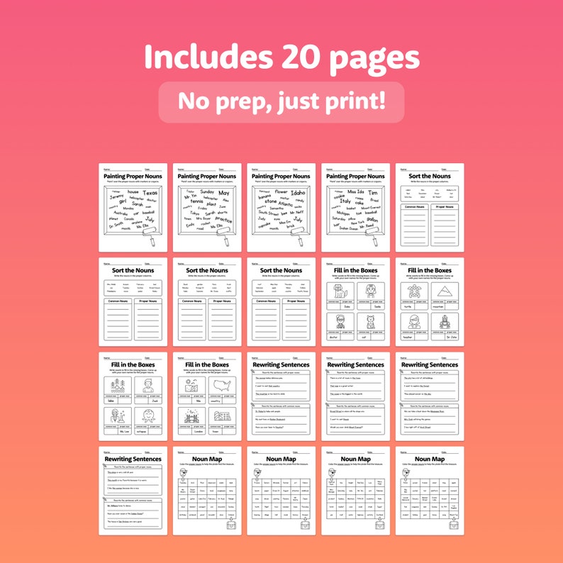 Common and Proper Nouns Worksheets | 1st & 2nd Grade Grammar Activities ...