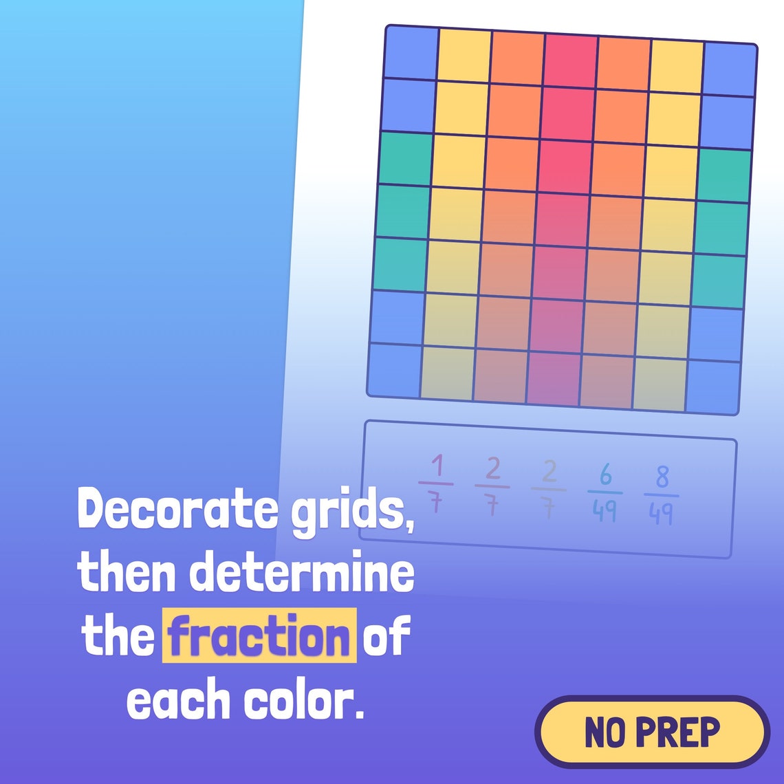 Fraction Patterns 2nd 3rd 4th Grade Coloring Fractions - Etsy