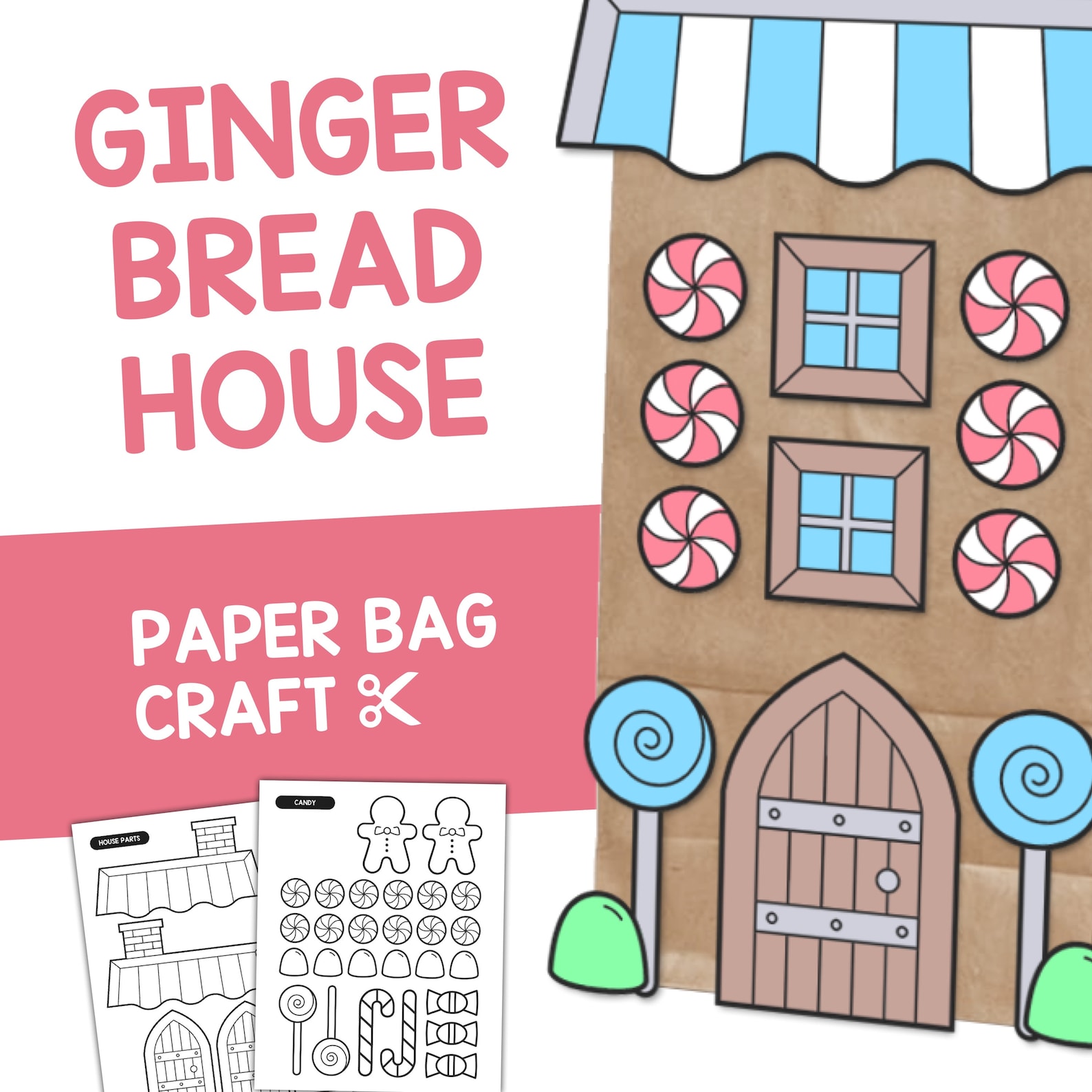 Gingerbread House Craft / Low-prep Art Center Activity / Kindergarten ...