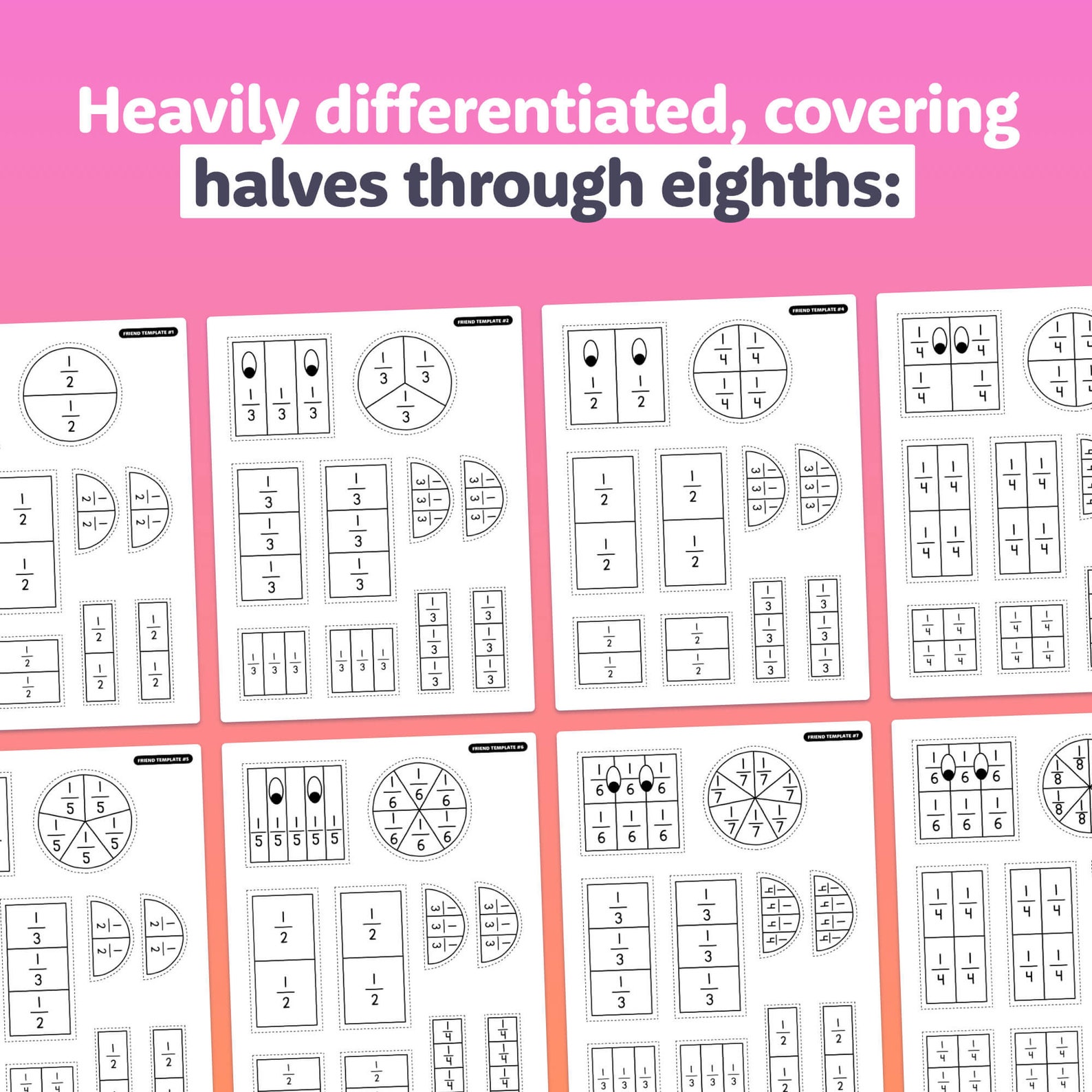 No Prep Fractions Craft | 2nd, 3rd & 4th Grade Math Center | Halves ...