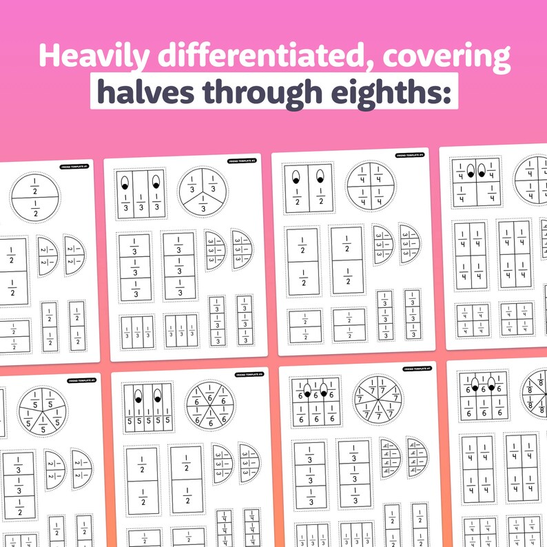 No Prep Fractions Craft | 2nd, 3rd & 4th Grade Math Center | Halves ...