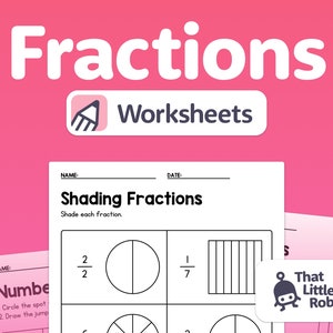 No Prep Fraction Worksheets 2nd 3rd 4th Grade Common Core - Etsy