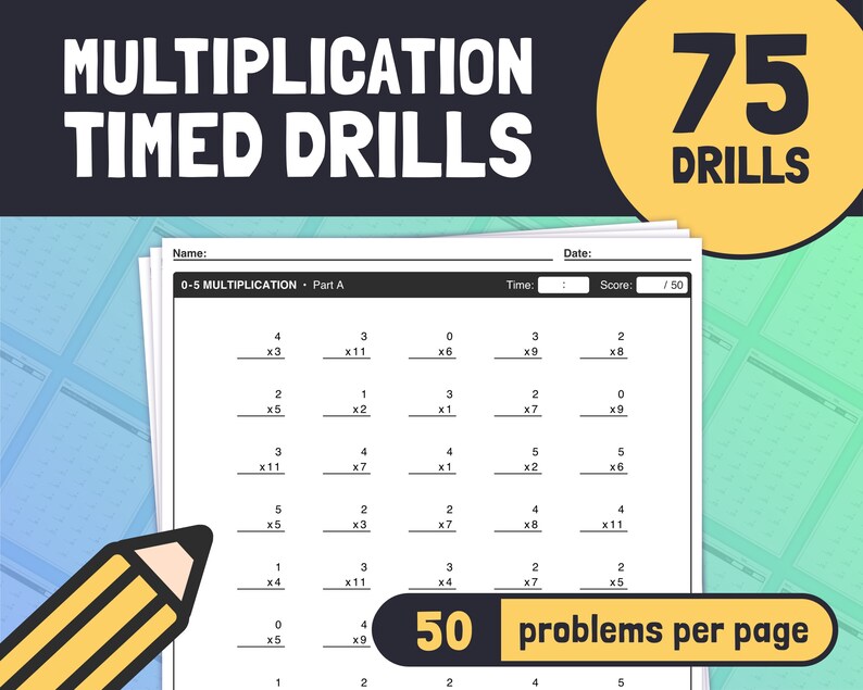 Timed Multiplication Drills 2nd 3rd 4th Grade Times Tables - Etsy