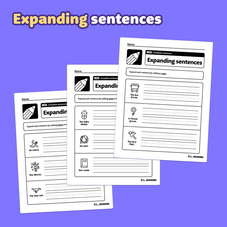 Writing Complete Sentences Worksheets | Kindergarten Sentence Building ...