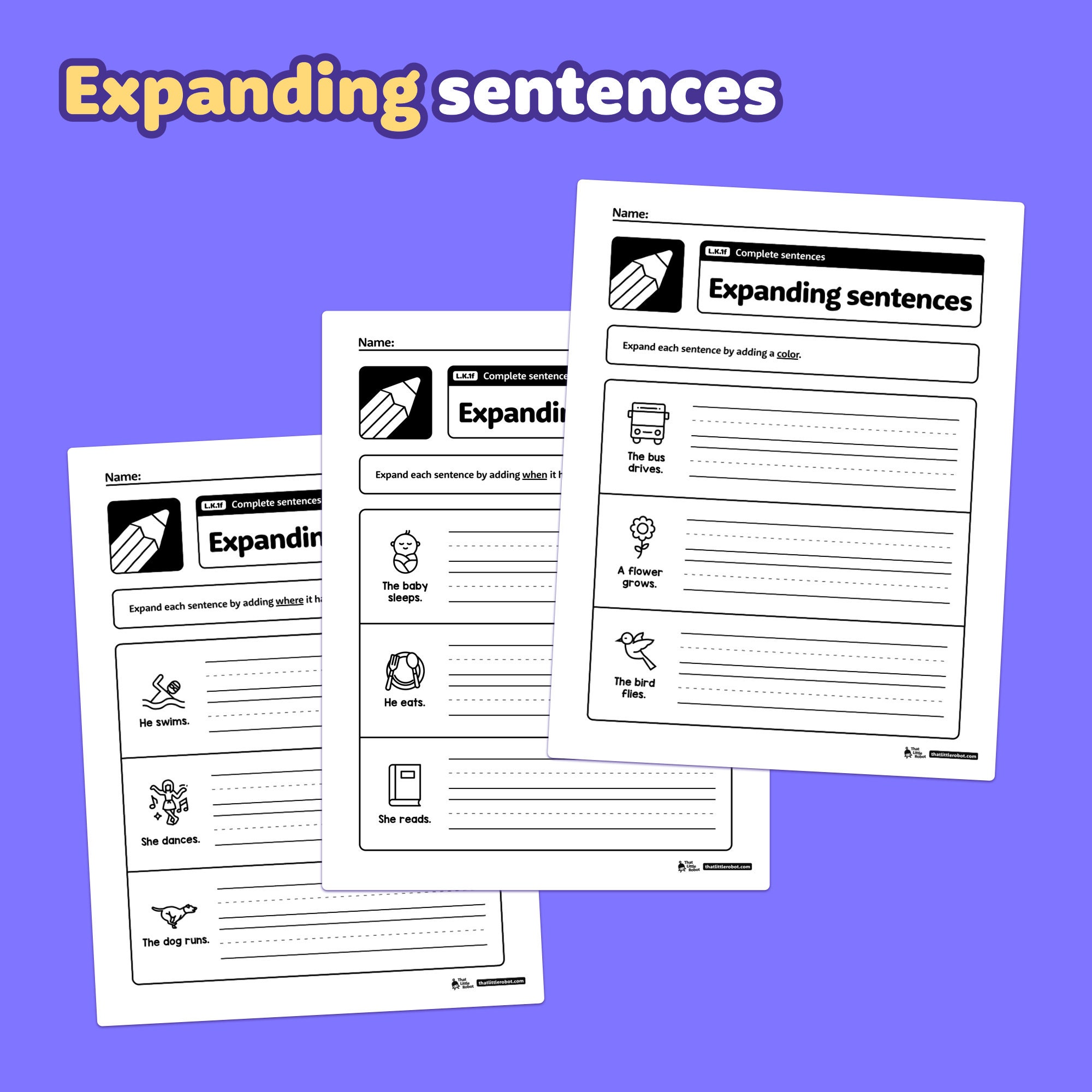 Writing Complete Sentences Worksheets | Kindergarten Sentence Building ...