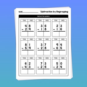 No Prep 2 Digit Subtraction With Regrouping Worksheets | 1st, 3rd, 2nd ...