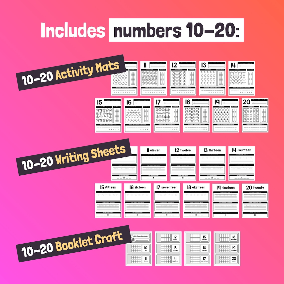 Teen Number Worksheets Kindergarten, 1st, 2nd Grade Teen Number Morning ...