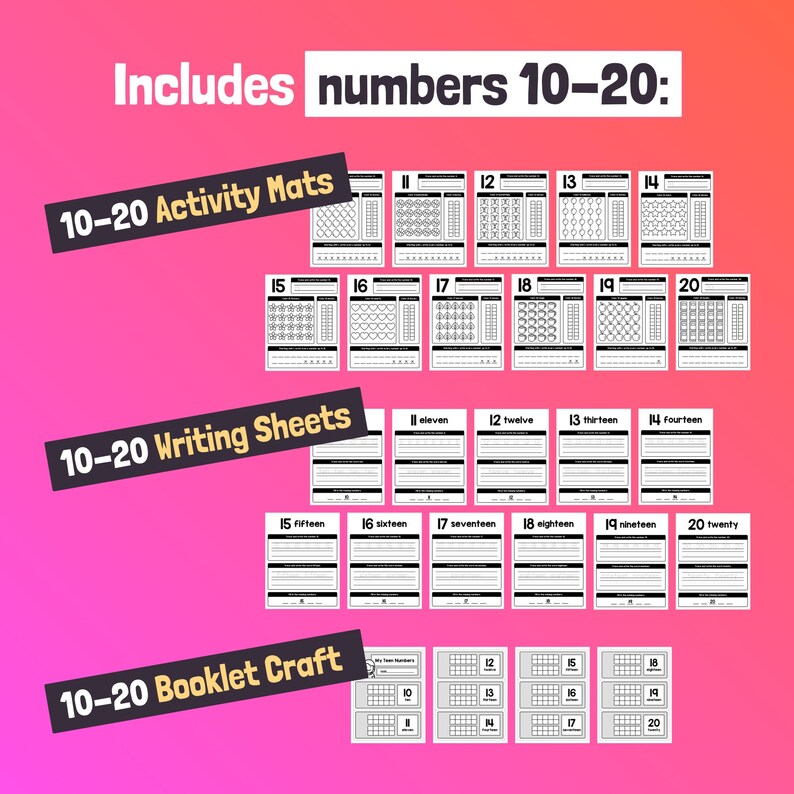 Teen Number Worksheets | Kindergarten, 1st, 2nd Grade Teen Number ...