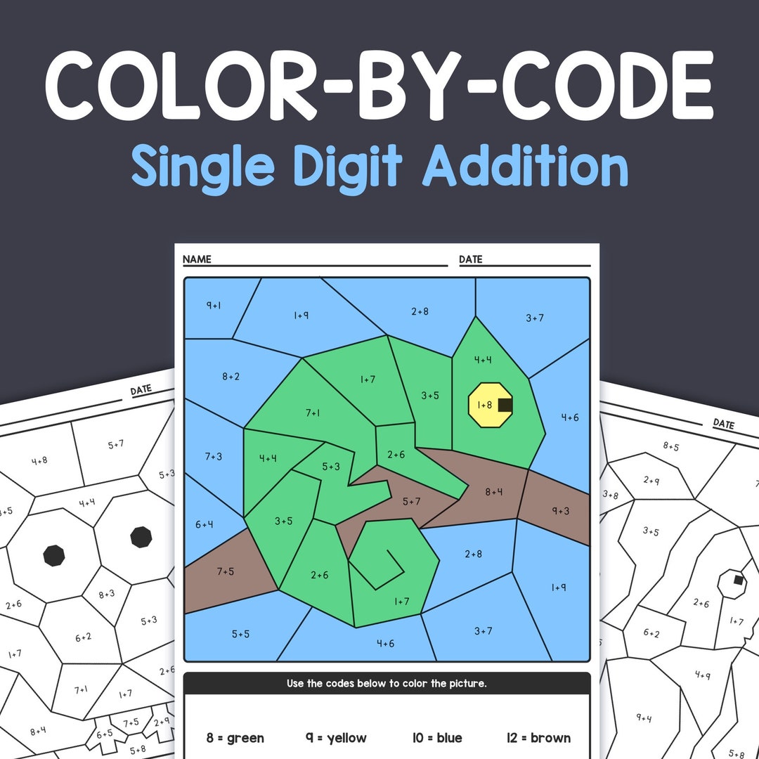 Single Digit Addition Worksheets – kindergarten, 1st Grade Math Color ...